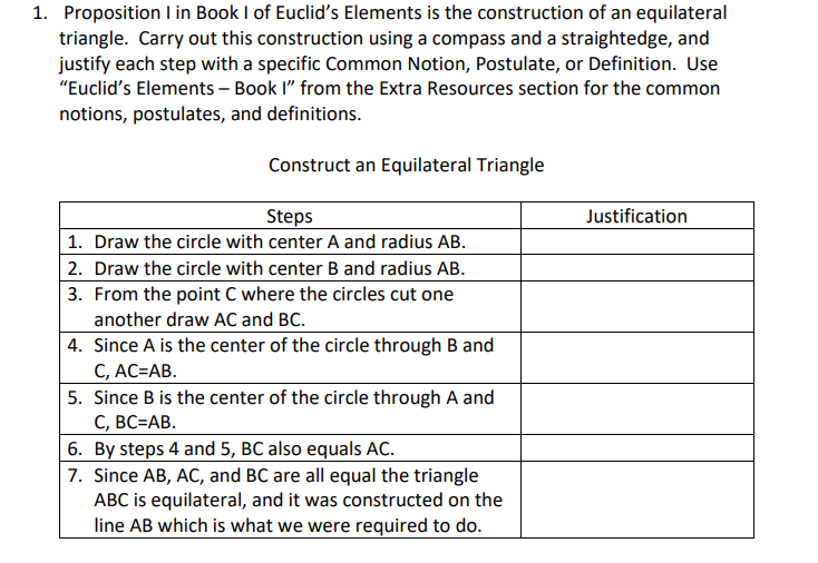 Solved Proposition I in Book I of Euclid's Elements is the | Chegg.com Solved Proposition I in Book I of Euclid's Elements is the | Chegg.com