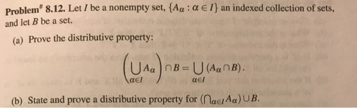 Solved Problemn# 8.12. Let I be a nonempty set.(A and let B | Chegg.com