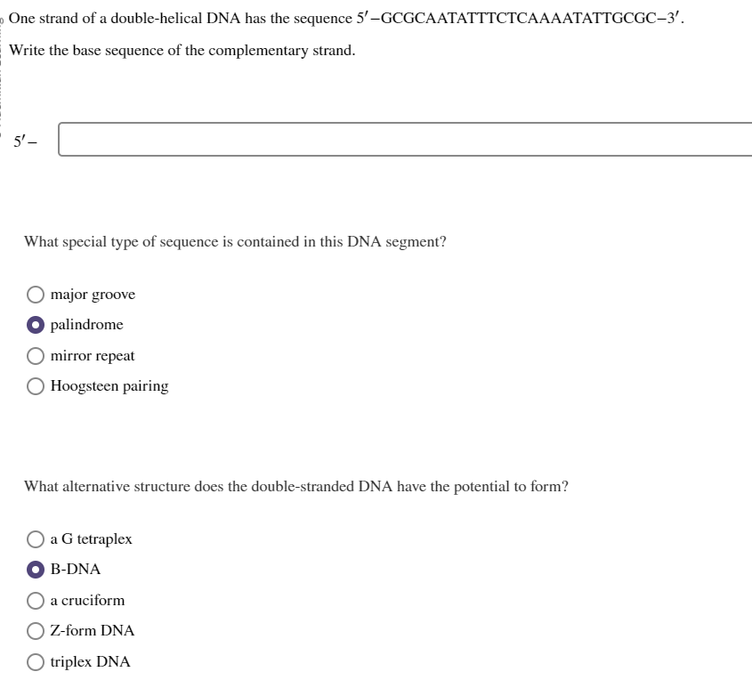 Solved One strand of a double-helical DNA has the sequence | Chegg.com