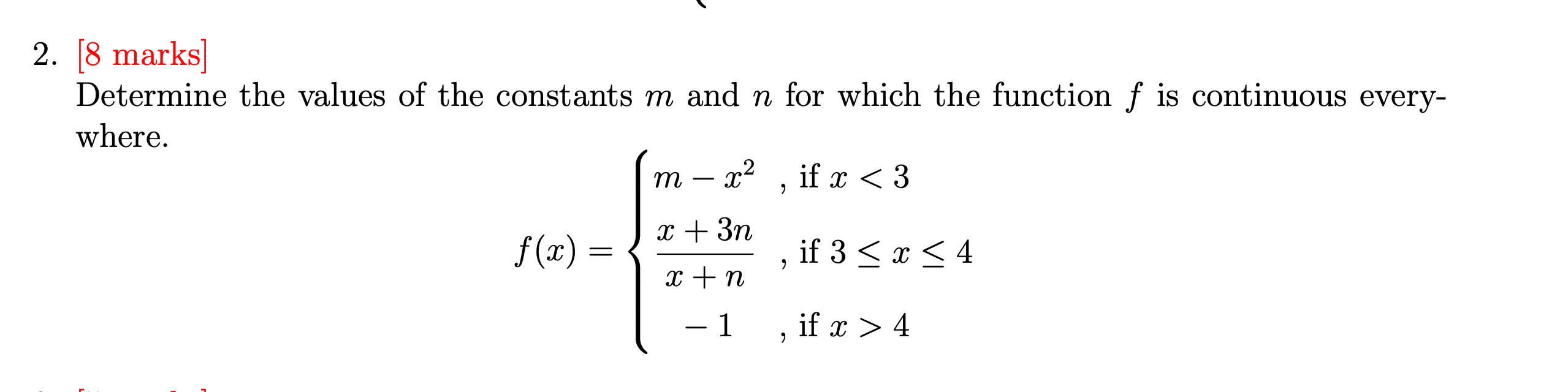 Solved 2. [8 marks] Determine the values of the constants m | Chegg.com