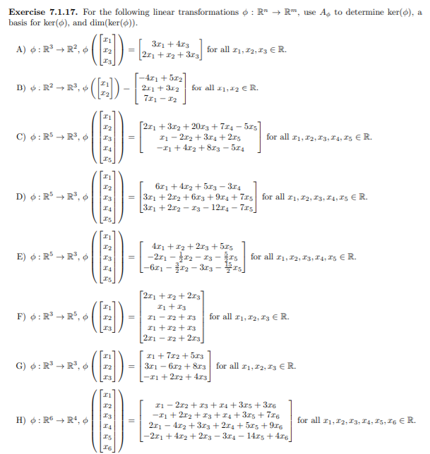 Solved Exercise 7.1.17. For the following linear | Chegg.com