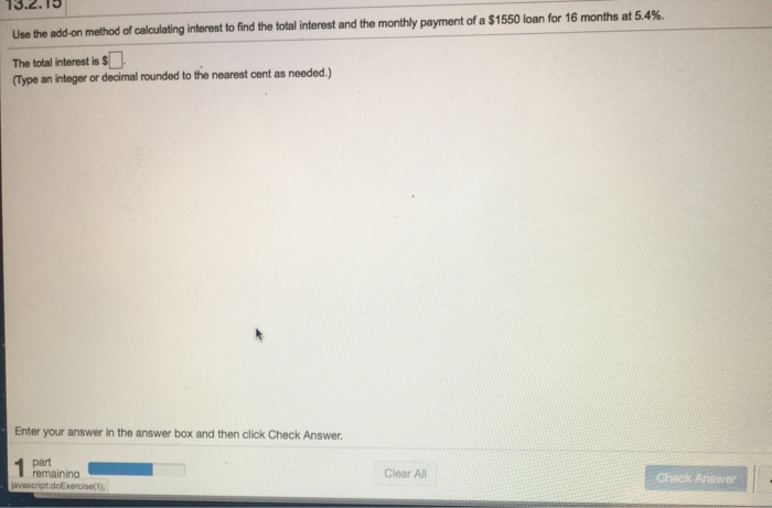 Solved Use the add-on method of calculating interest to find | Chegg.com