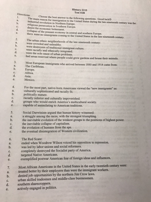 Solved The main reason for immigration to the United States | Chegg.com