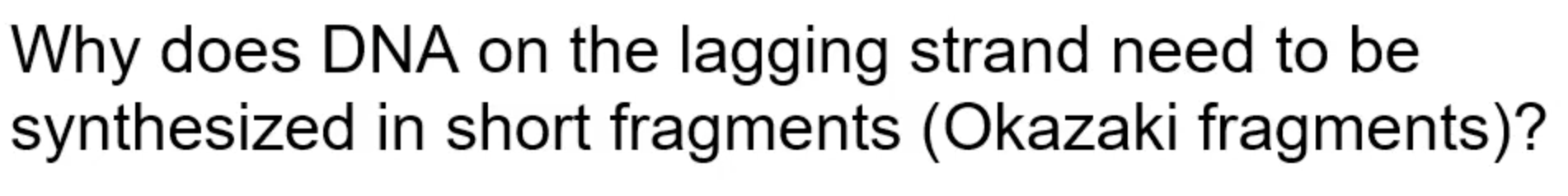 Solved Why does DNA on the lagging strand need to be | Chegg.com
