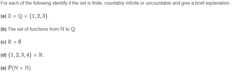 Solved For each of the following identify if the set is | Chegg.com