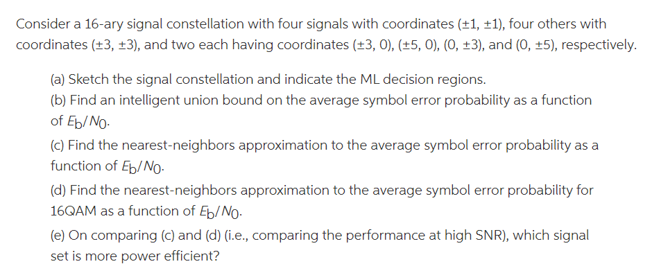 Solved Consider a 16-ary signal constellation with four | Chegg.com