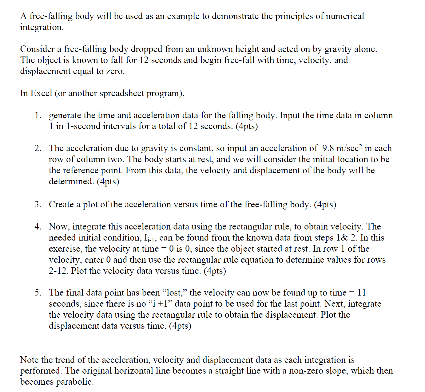 Solved A free-falling body will be used as an example to | Chegg.com