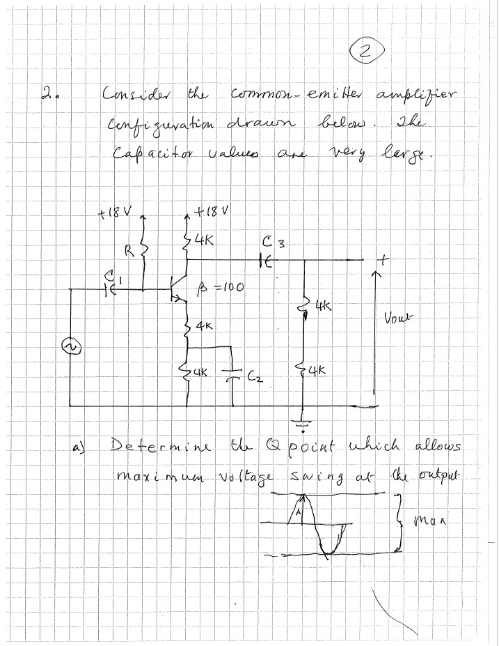 Solved 2. ﻿Consider the Common-emitter amplifier | Chegg.com