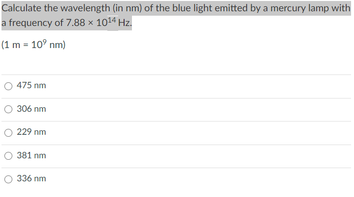 Solved Calculate the wavelength (in nm) of the blue light | Chegg.com