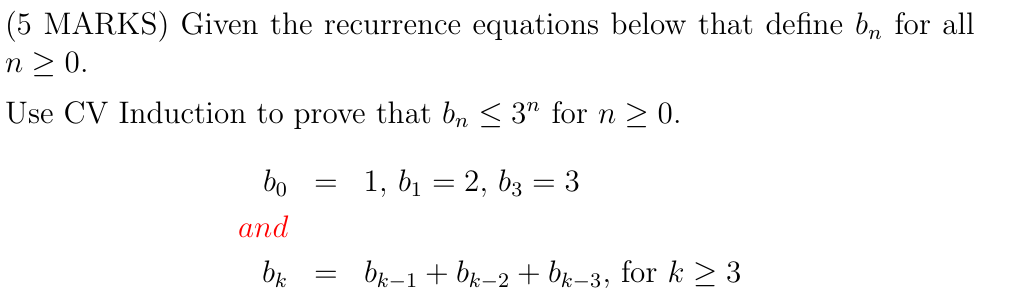 Solved (5 ﻿MARKS) ﻿Given the recurrence equations below that | Chegg.com