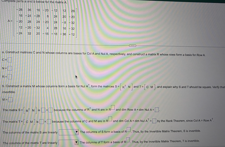 Solved Complete parts a and b below for the matrix A. | Chegg.com