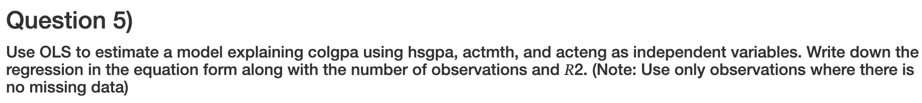 Solved Is my OLS model correct? How do I code the regression | Chegg.com