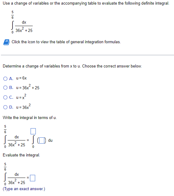 Solved Use a change of variables or the accompanying table | Chegg.com