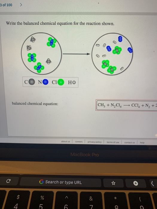 Solved 3 of 100 > Write the balanced chemical equation for | Chegg.com