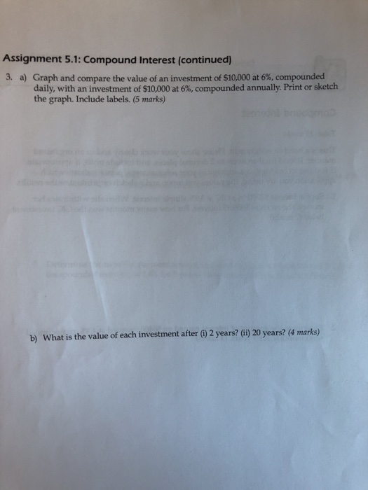 Solved Assignment 5.1: Compound Interest (continued) 3. a) | Chegg.com