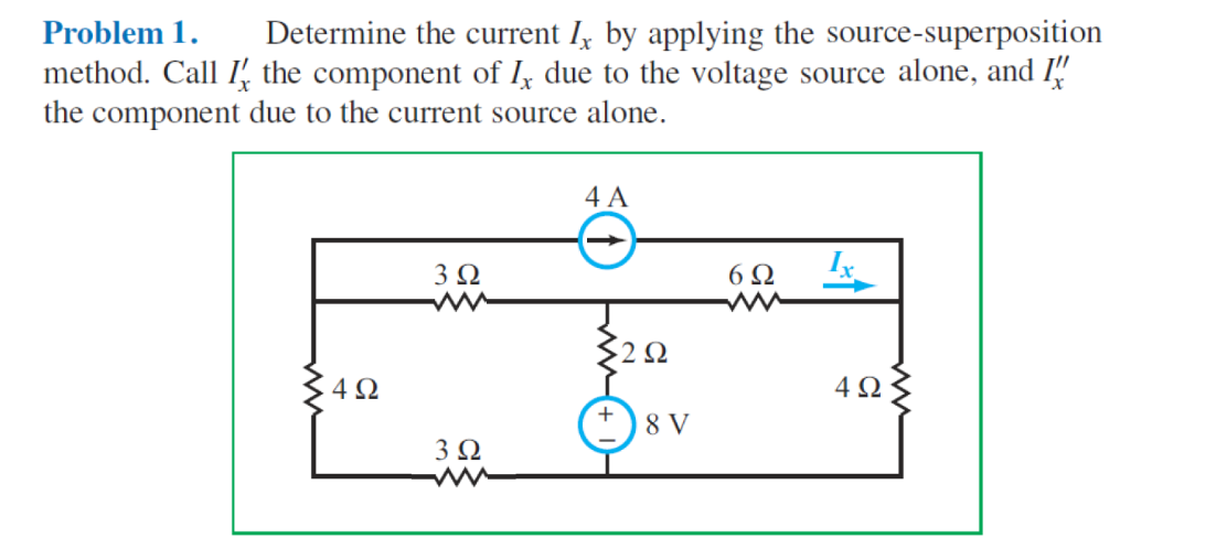 Solved Problem 1. Determine the current Ix by applying the | Chegg.com