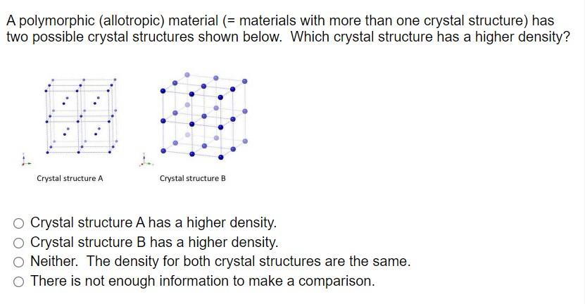 Solved A polymorphic (allotropic) material (= materials with | Chegg.com