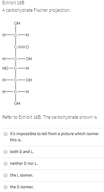 Solved Exhibit 16B A carbohydrate Fischer projection. OH | Chegg.com