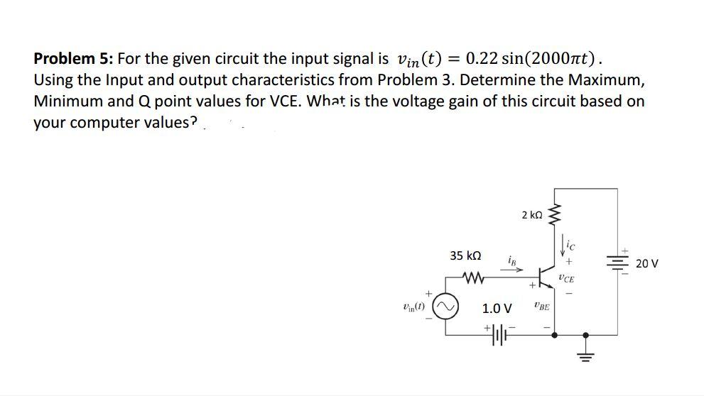 Solved Problem 5: For the given circuit the input signal is | Chegg.com
