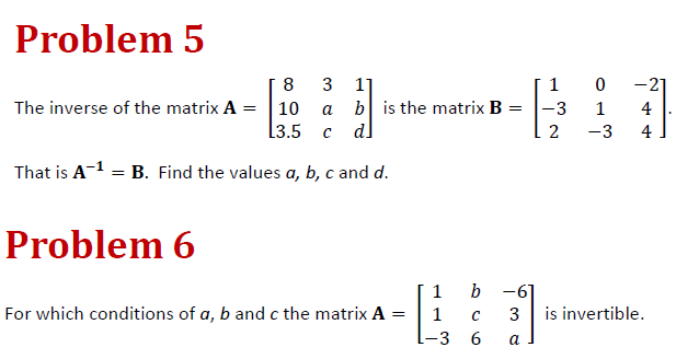 Solved The inverse of the matrix \\( | Chegg.com