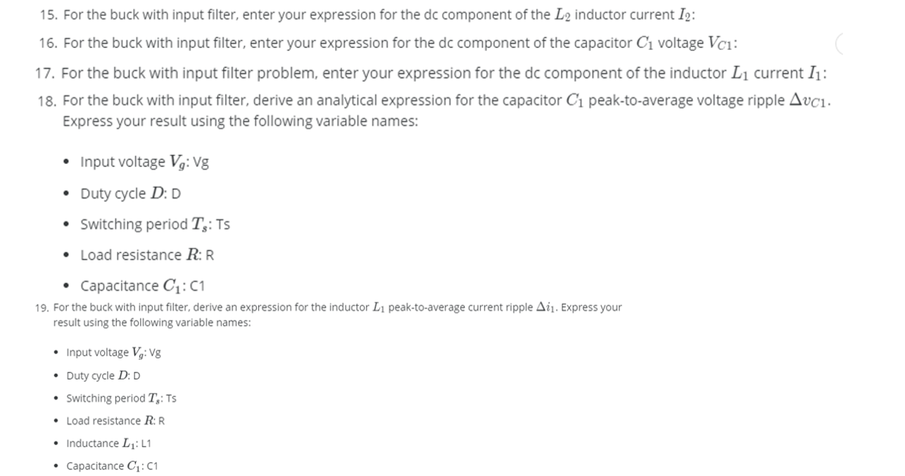 Solved 14. Buck with input filter To reduce switching | Chegg.com