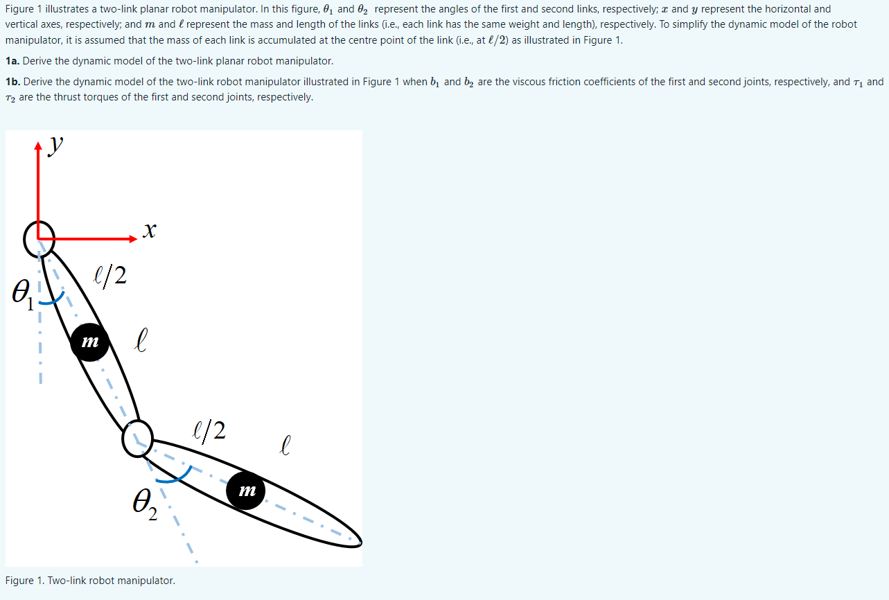 Solved Figure 1 illustrates a two-link planar robot | Chegg.com
