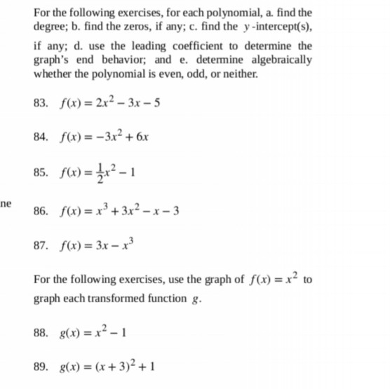 Solved For the following exercises, for each polynomial, a. | Chegg.com