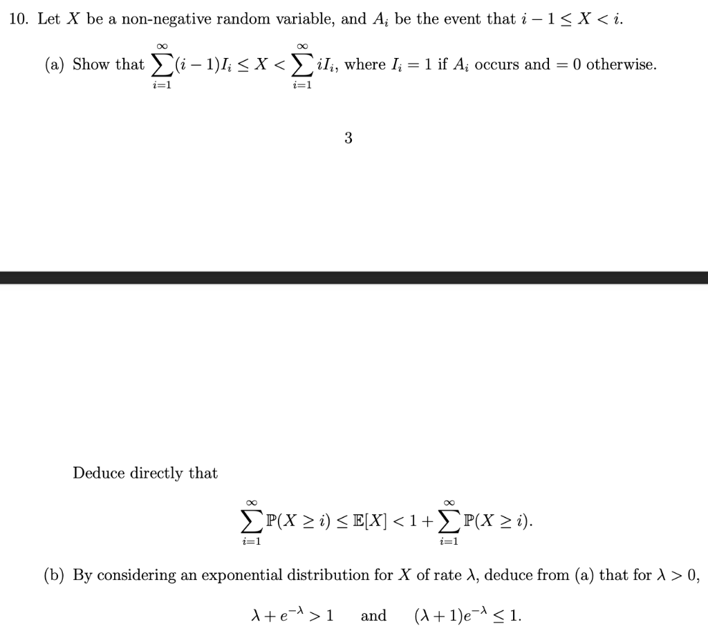 10. Let X be a non-negative random variable, and Aį | Chegg.com