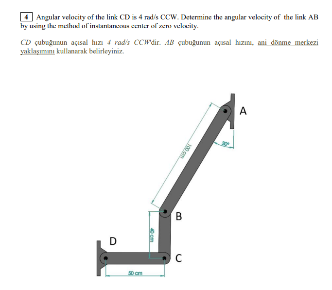 Solved 4 Angular velocity of the link CD is 4rad/sCCW. | Chegg.com