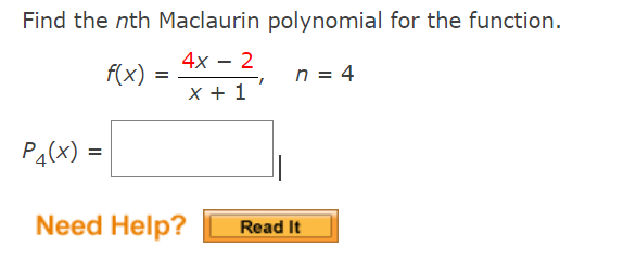 Solved Find the nth Maclaurin polynomial for the | Chegg.com
