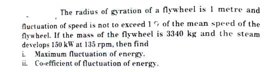 Solved The radius of gyration of a flywheel is 1 metre and | Chegg.com