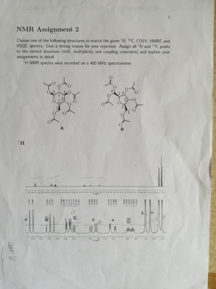 NMR Assignment 2 Choose one of the following | Chegg.com