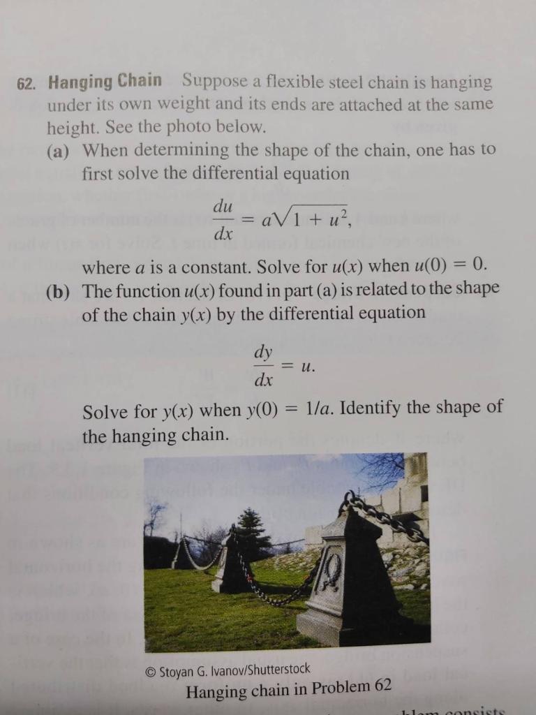 Solved 62. Hanging Chain Suppose a flexible steel chain is | Chegg.com