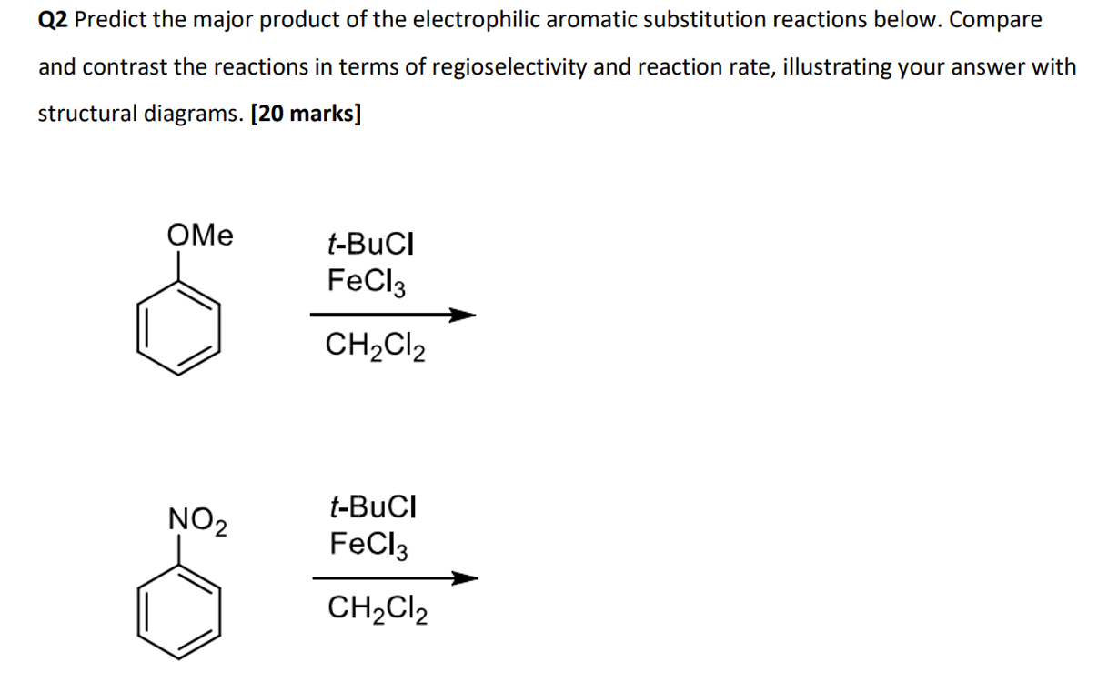 Solved Q2 ﻿Predict the major product of the electrophilic | Chegg.com