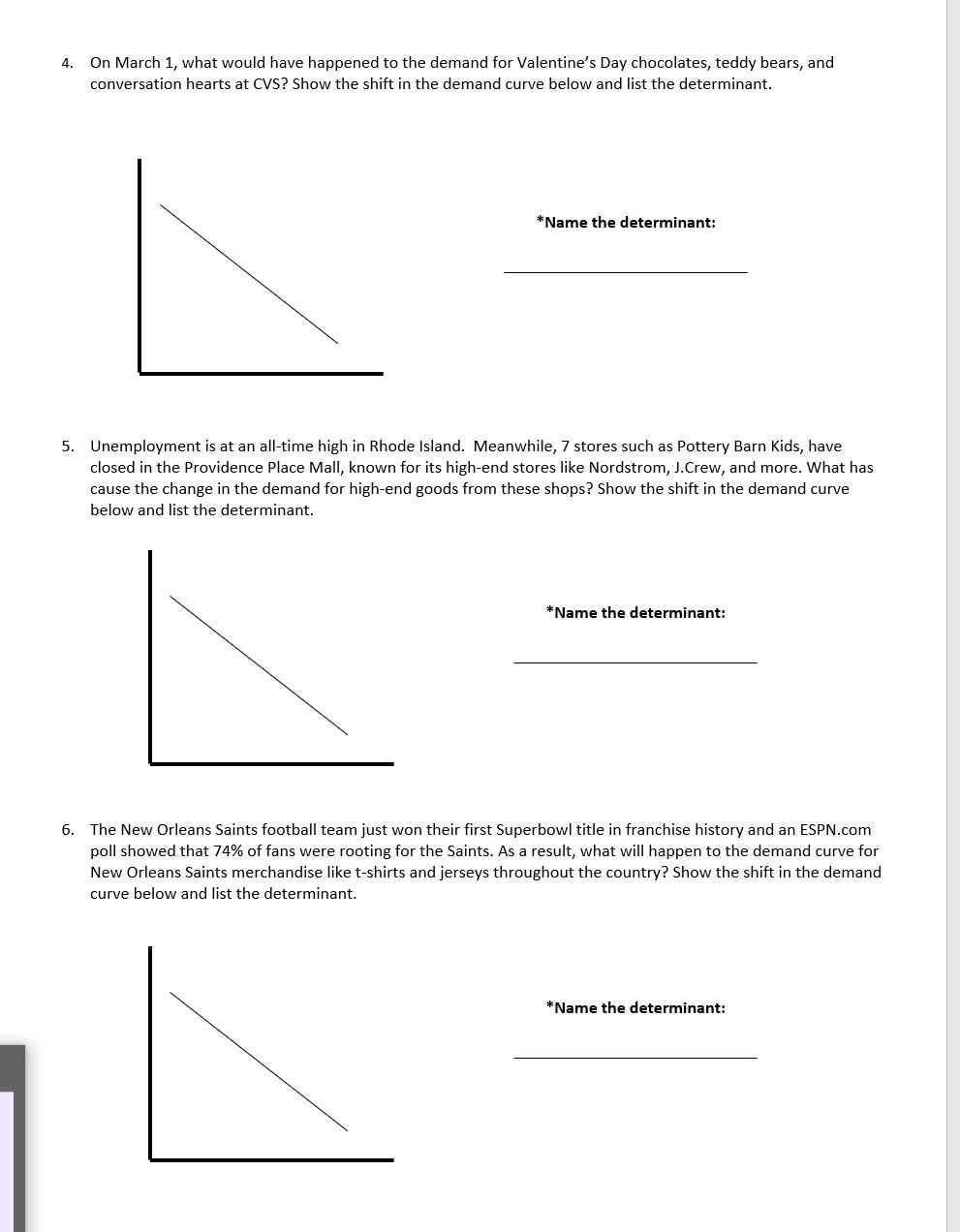Solved Economics Name: Practice with Determinants: DEMAND | Chegg.com