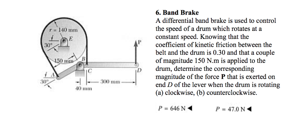 Solved 6. Band Brake A differential band brake is used to | Chegg.com