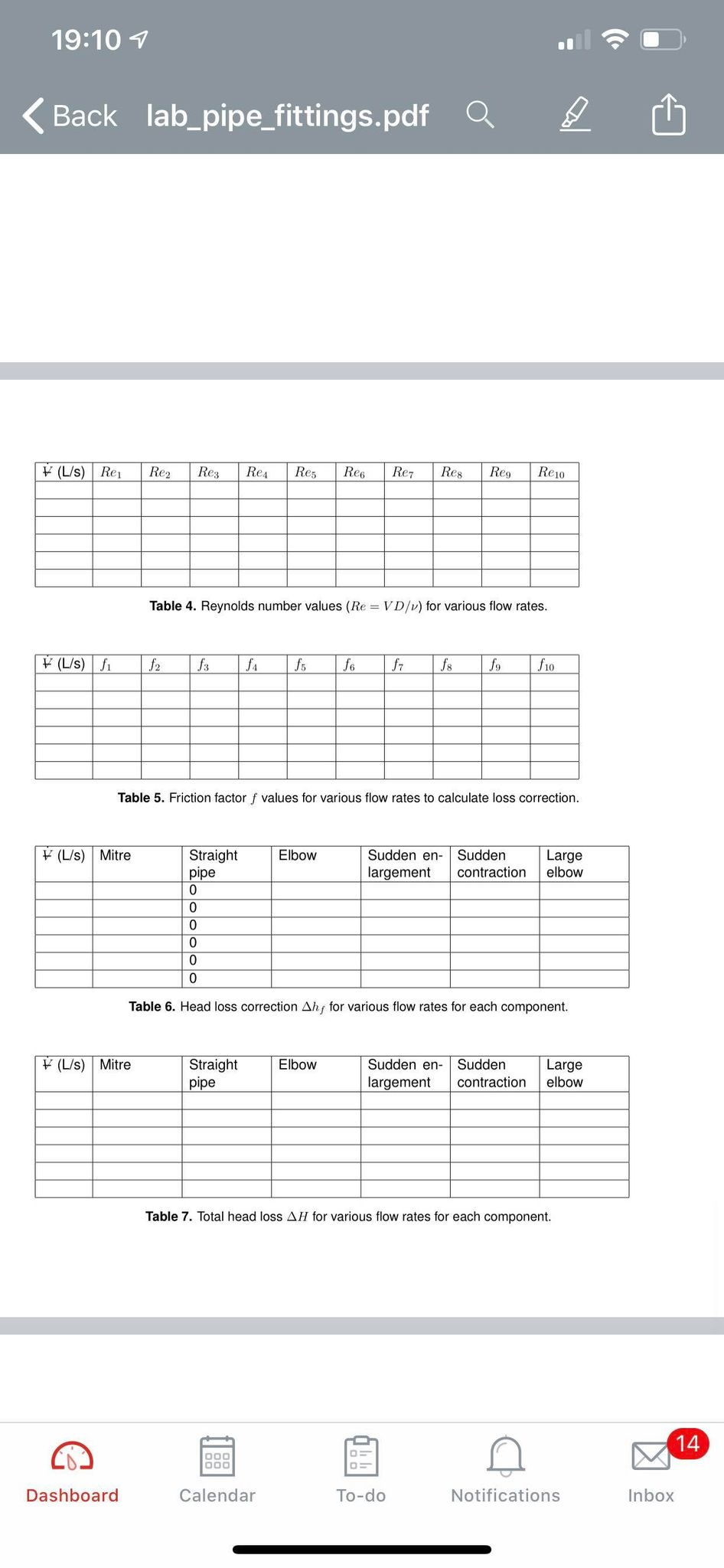 Solved 19:09 1 Back lab_pipe_fittings.pdf a MEE20003 FLUID | Chegg.com