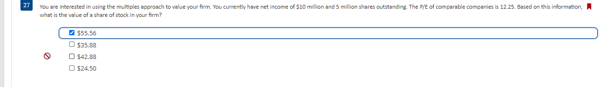 Solved 27 You are interested in using the multiples approach | Chegg.com