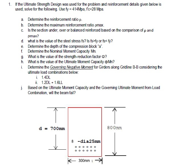 Solved If the Ultimate Strength Design was used for the | Chegg.com