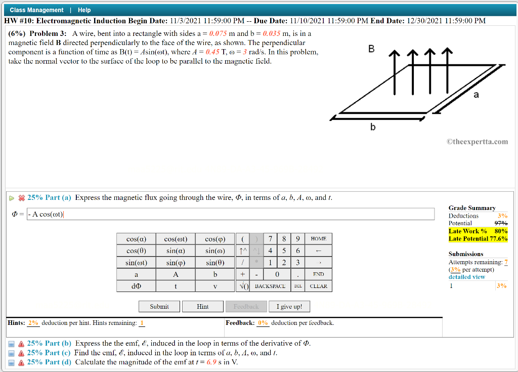 Solved Class Management | Help HW #10: Electromagnetic | Chegg.com