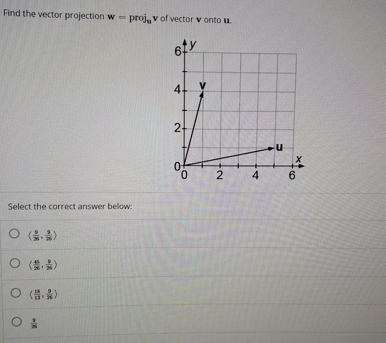 Solved Find the vector projection w = proj, v of vector v | Chegg.com