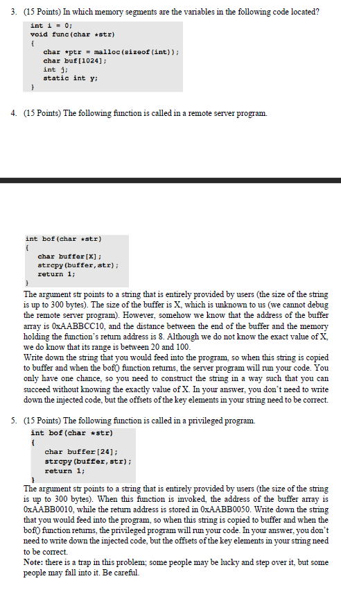 Solved 2. (15 Points) Consider the following program | Chegg.com