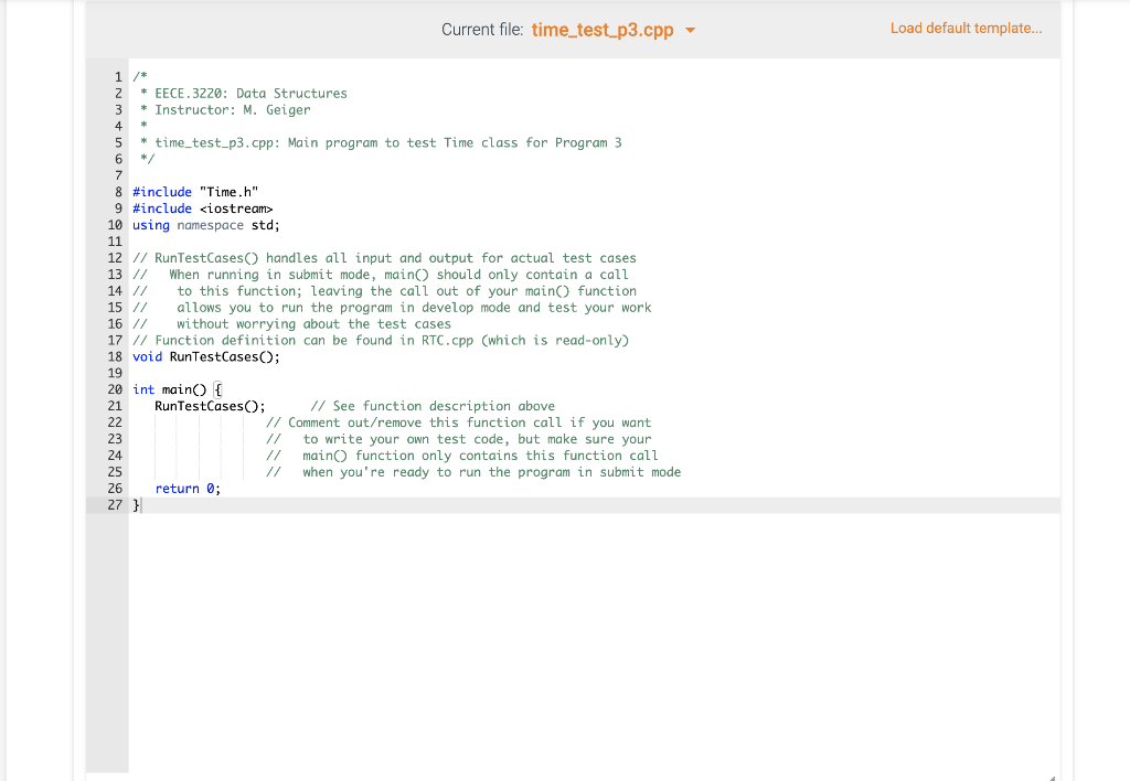 Solved 7.23 Program 3: The Time class and operator | Chegg.com
