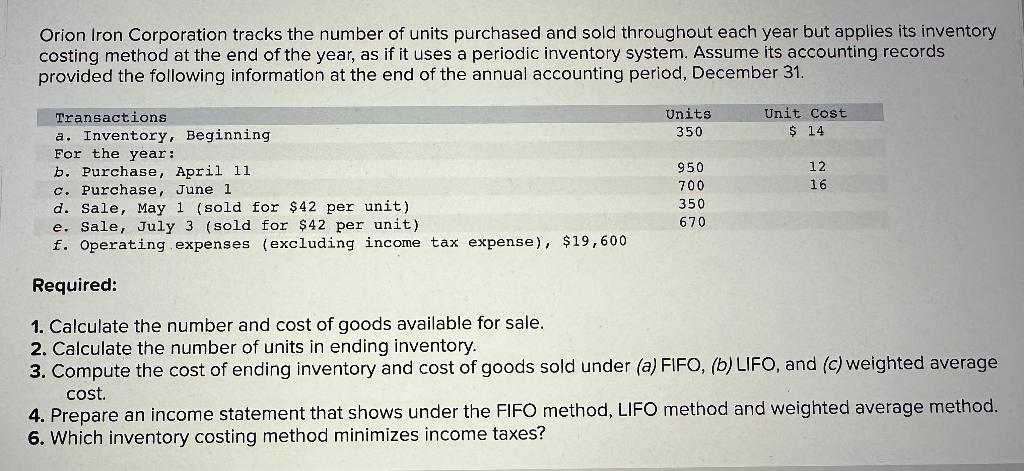 Solved Prepare an Income Statement that shows under the FIFO | Chegg.com