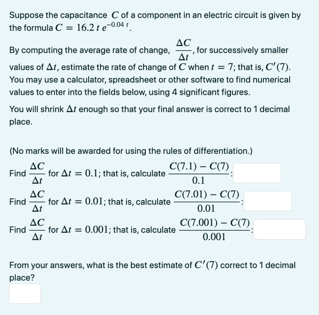 Solved Suppose the capacitance C of a component in an | Chegg.com