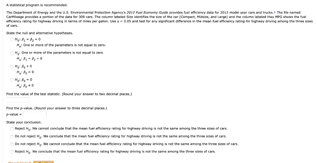 A statistical program is recommended. of cars. State | Chegg.com