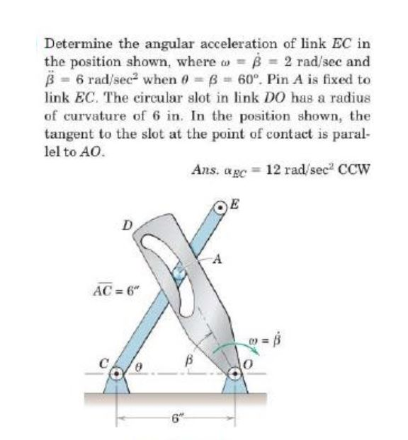 Solved Determine the angular acceleration of link EC in the | Chegg.com