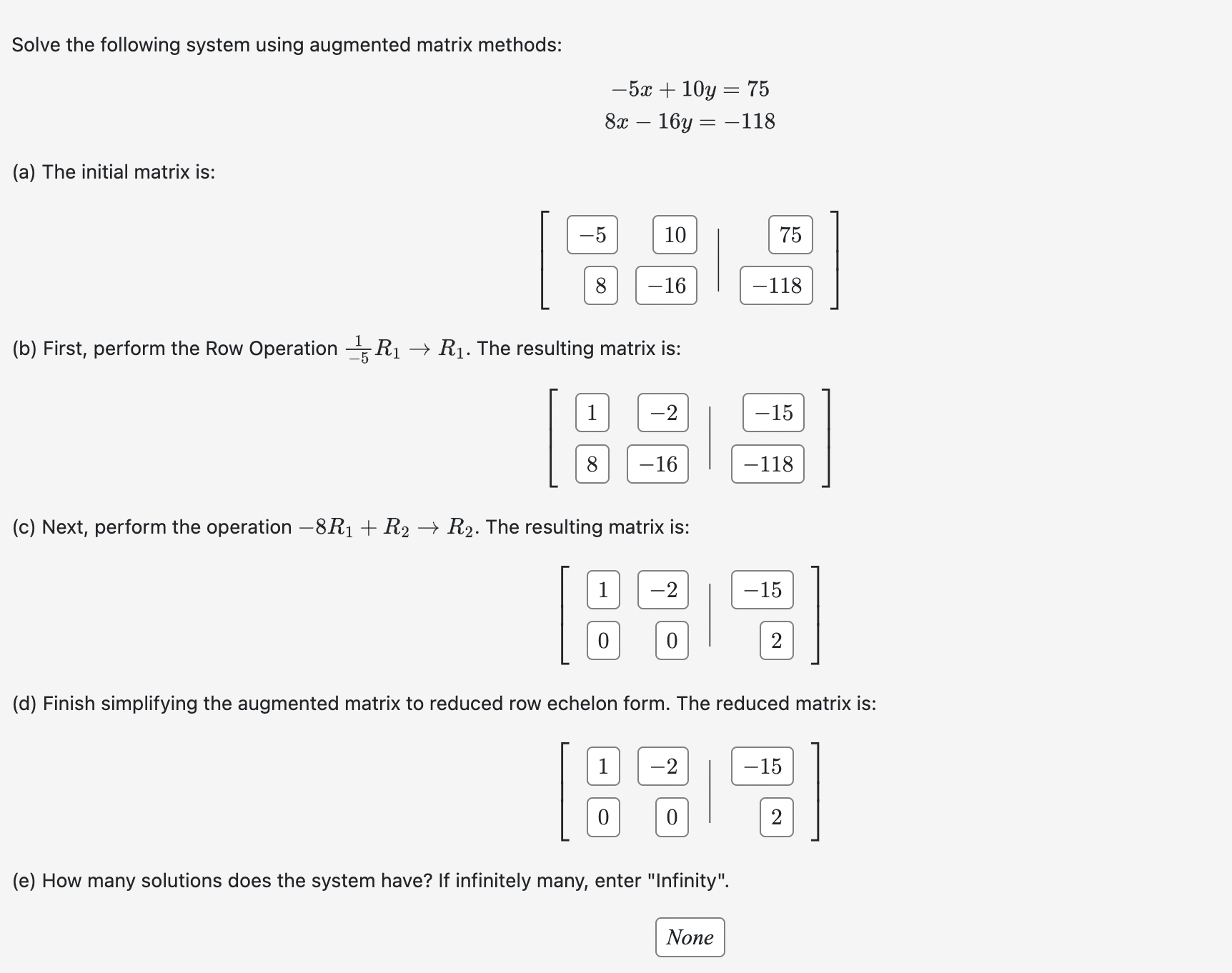Solved Solve the following system using augmented matrix | Chegg.com