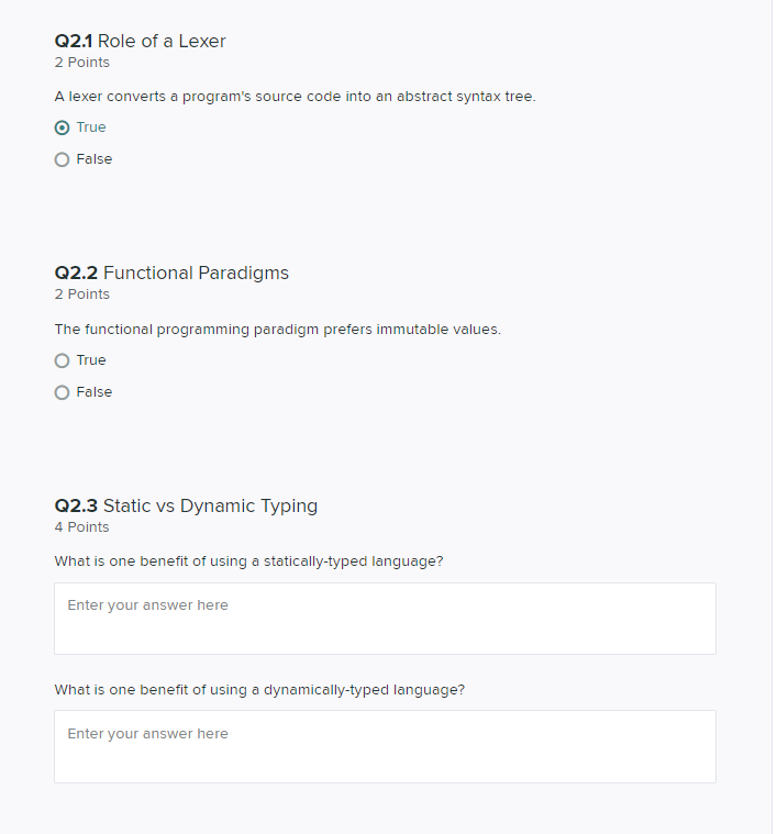 Solved Q2.1 Role of a Lexer 2 Points A lexer converts a | Chegg.com