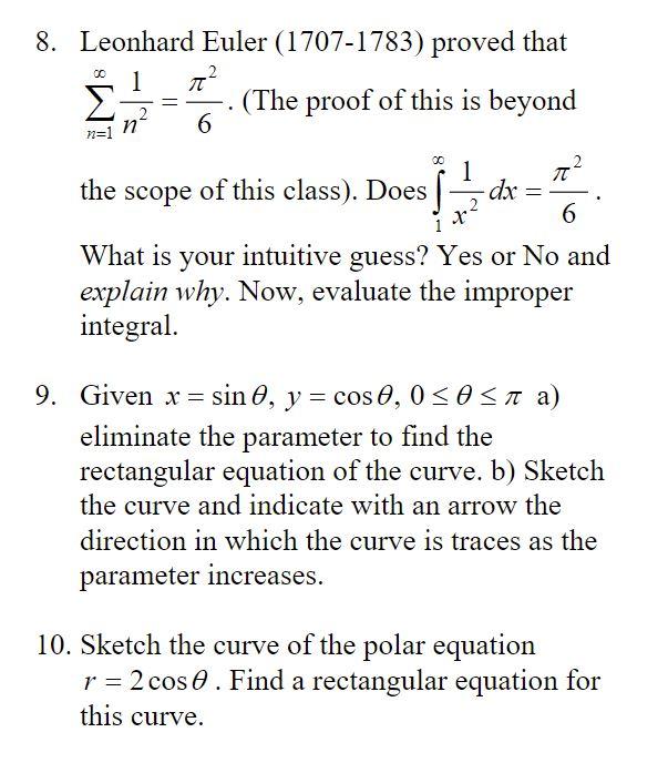 Solved Hello. This for calc 2. I will leave a like for the | Chegg.com